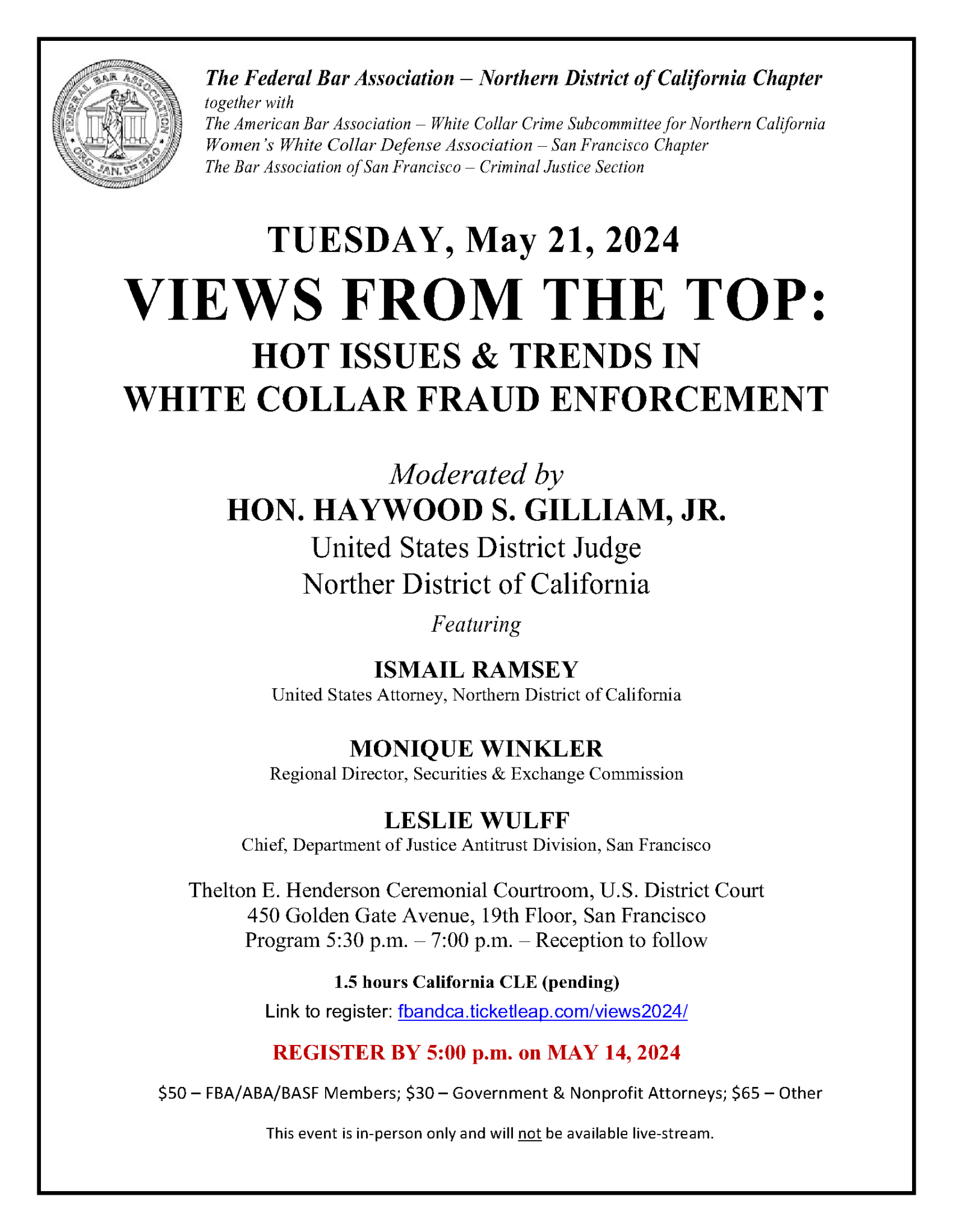 Upcoming Events – Federal Bar Association – Northern District of California